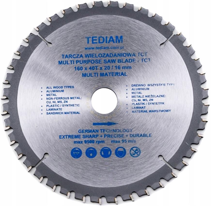 Tarcza tnąca Tediam 160x20x40 Tarcza Wielozadaniowa Professional ...