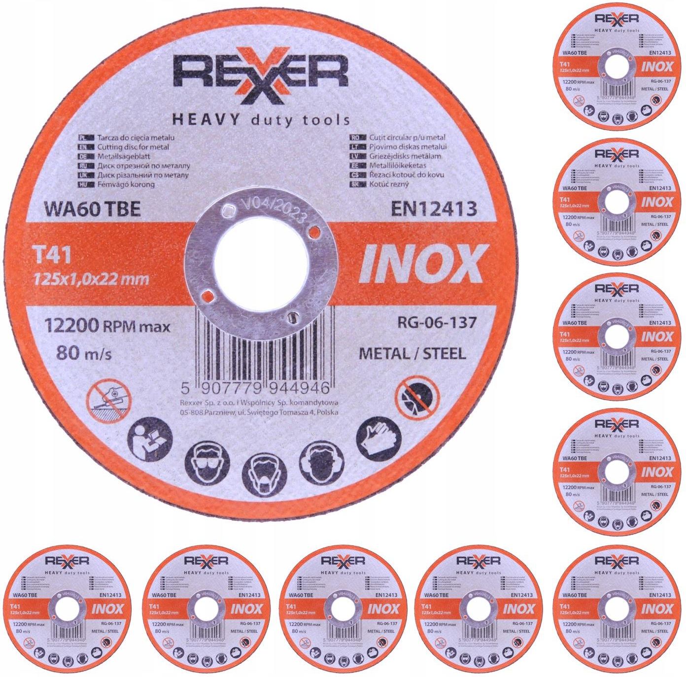 Tarcza tnąca Rexxer Tarcza Do Cięcia Stali Inox 125mm 1,0 10 Sztuk - Opinie i ceny na Ceneo.pl