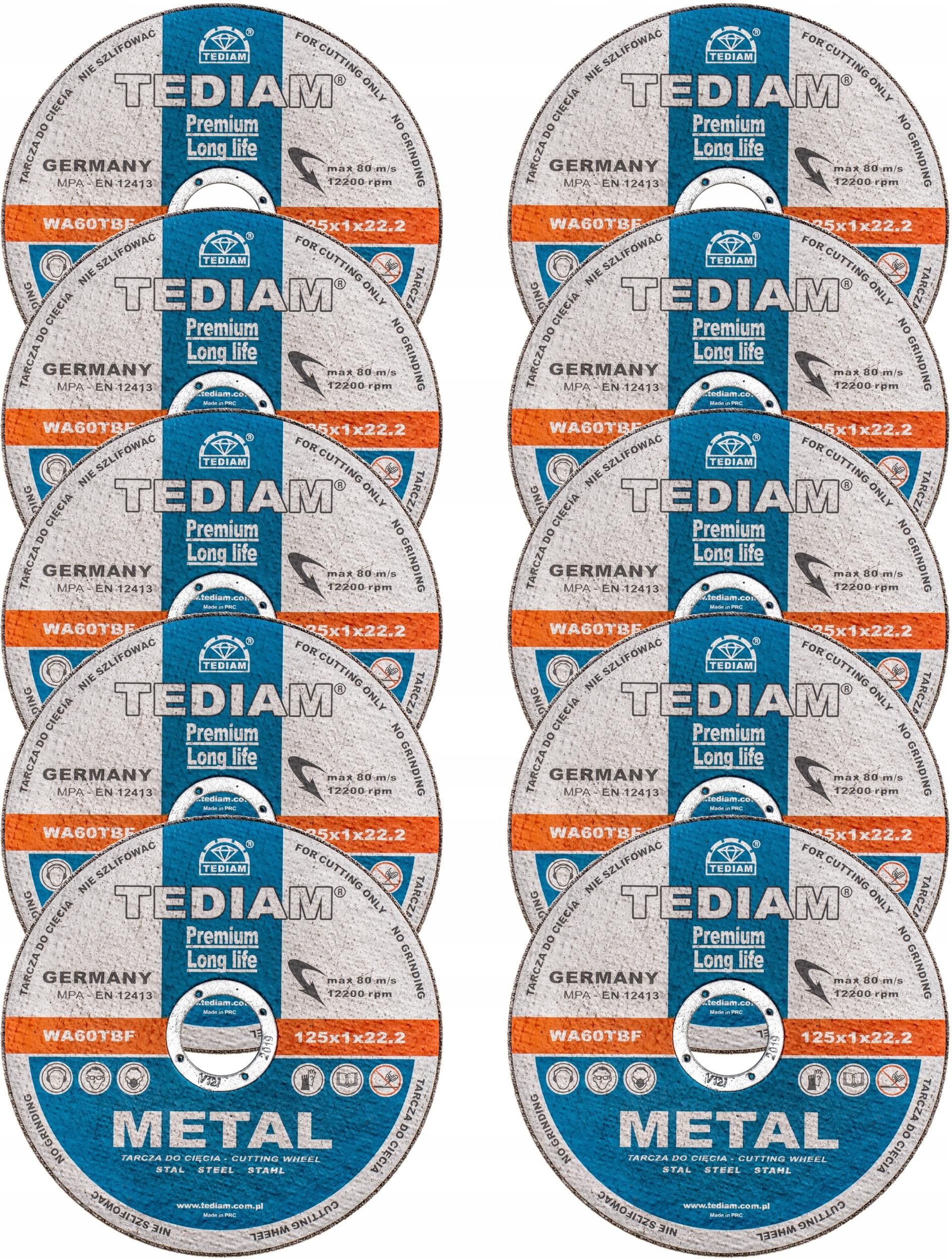 Tediam Tarcza Do Cięcia Metalu 125x1,0 Stali 10 Sztuk 2202125100 ...