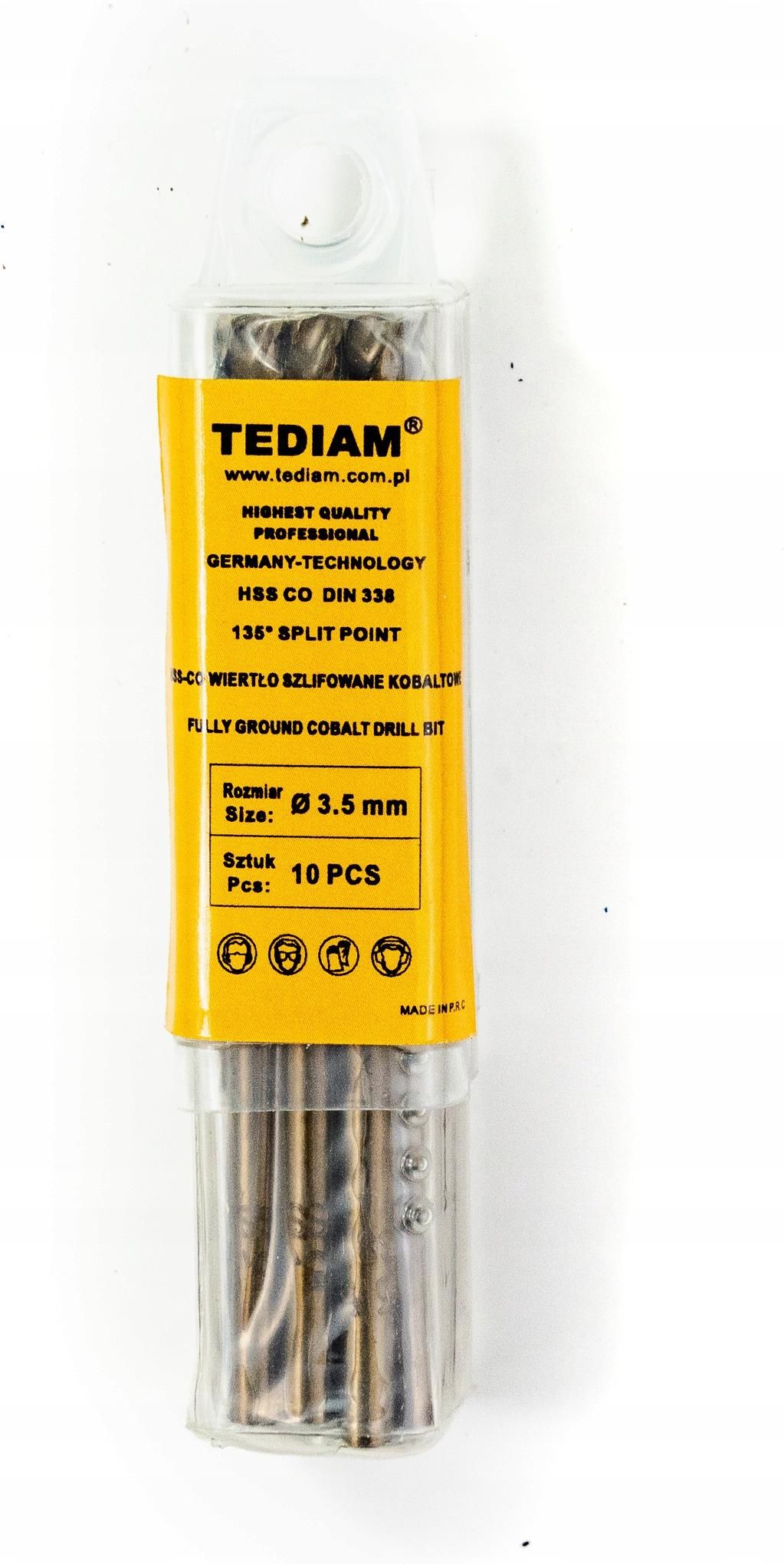 Otwornica Tediam Wiertła Do Metalu Hss Kobalt 3,5Mm 10szt ...