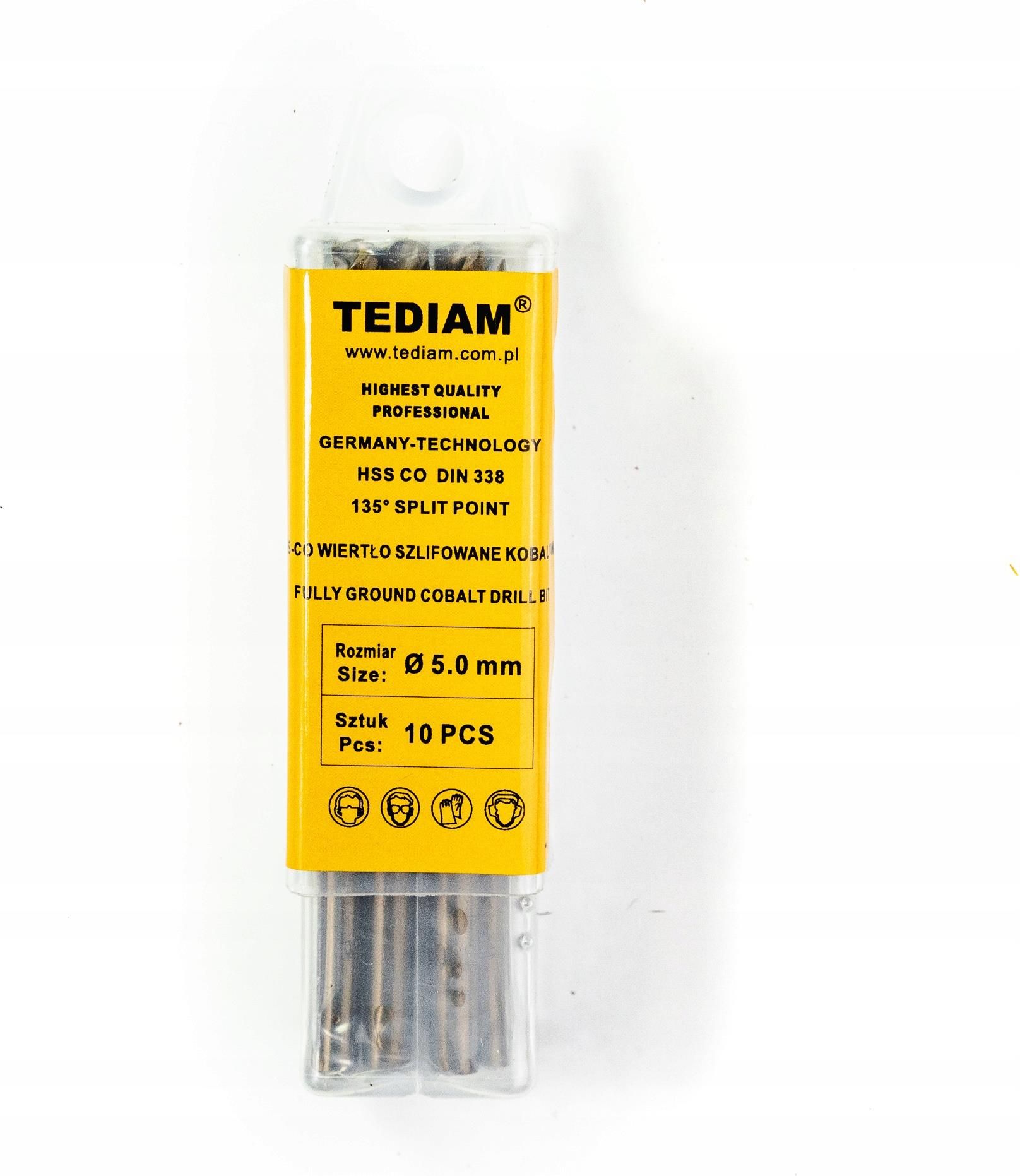 Otwornica Tediam Wiertła Do Metalu Hss Kobalt 5,0mm 10 Szt - Opinie i ...