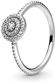 Pandora Pierścionek damski promieniująca elegancja 925 cyrkonia srebro 190986CZ, Szkło, cyrkonia ...