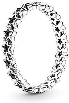 Pandora Taśma z asymetrycznego pierścienia z gwiazdkami ze srebra wysokiej próby, rozm. 56 ...