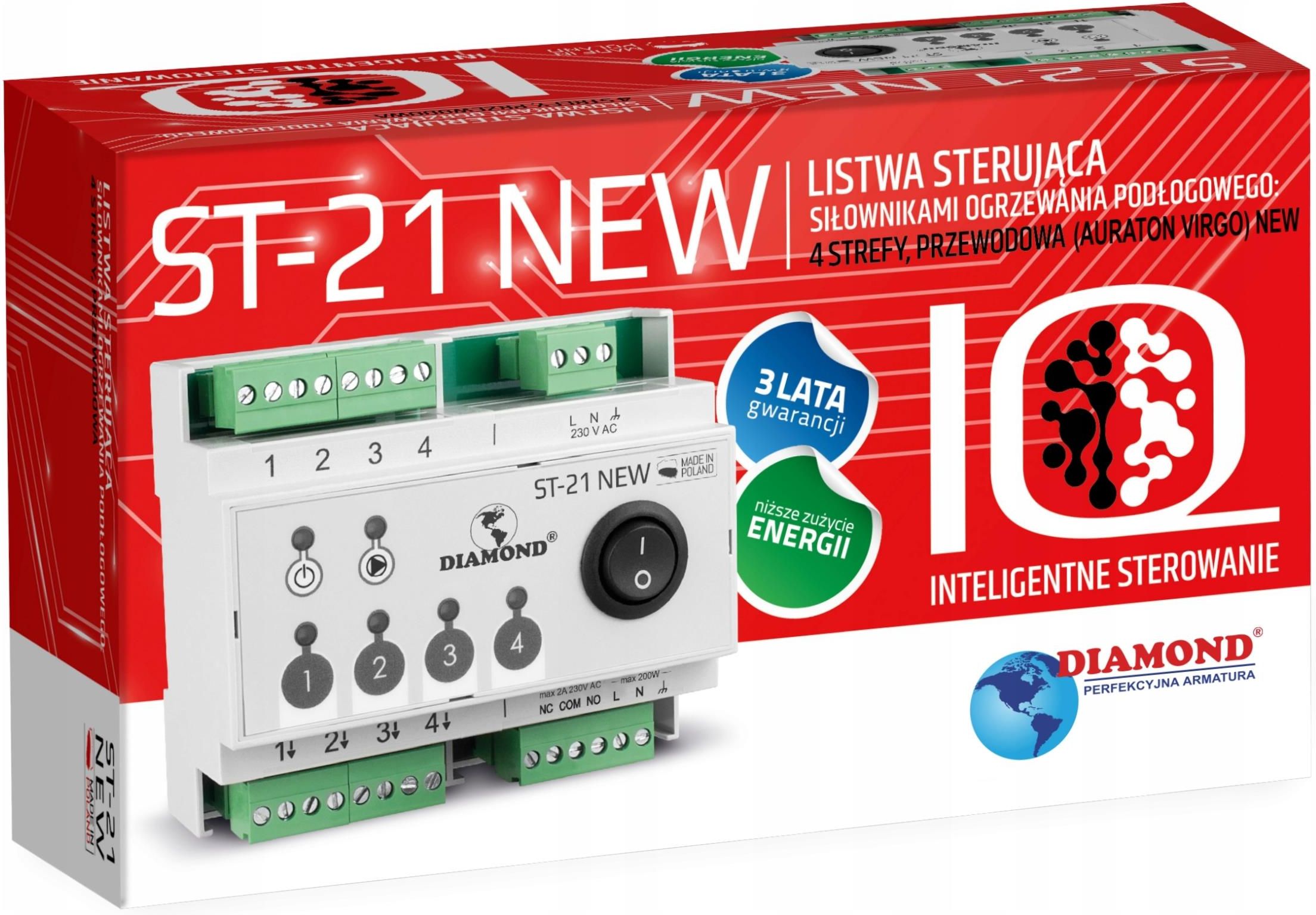 Ogrzewanie podłogowe Diamond Listwa Sterująca Siłownikami 4 Stref St-21 ST21NEW - Opinie i ceny ...