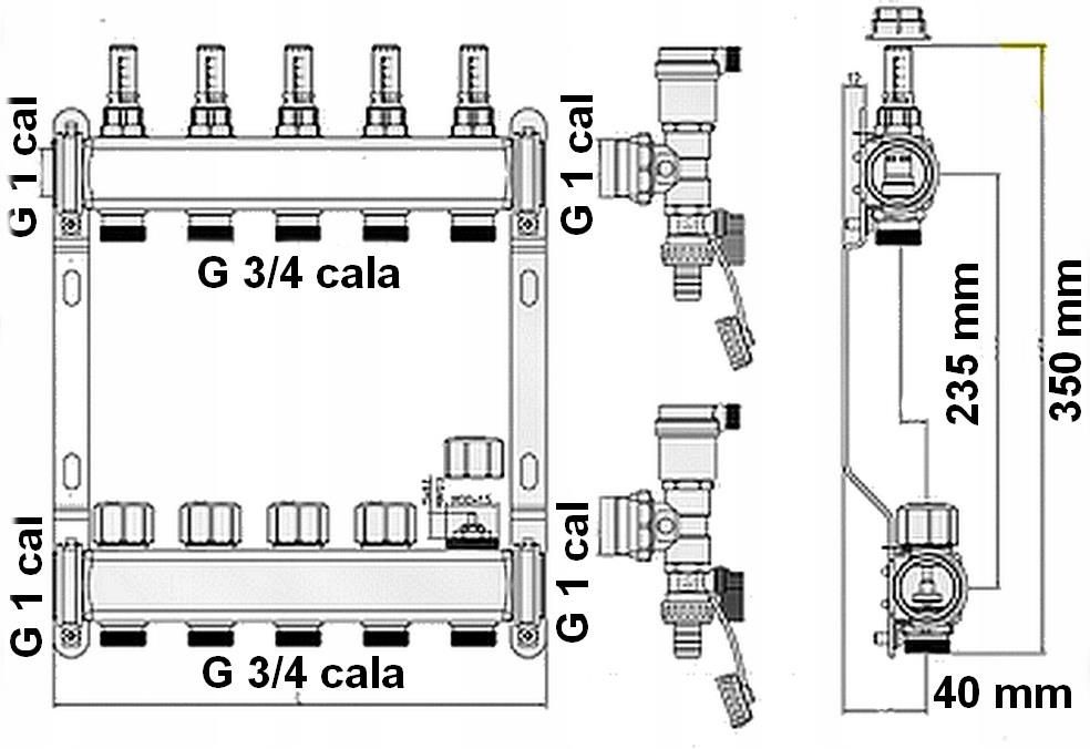 Ogrzewanie podłogowe Goshe Rozdzielacz Podłogówki Stal 3 Sekcje 331211 ...