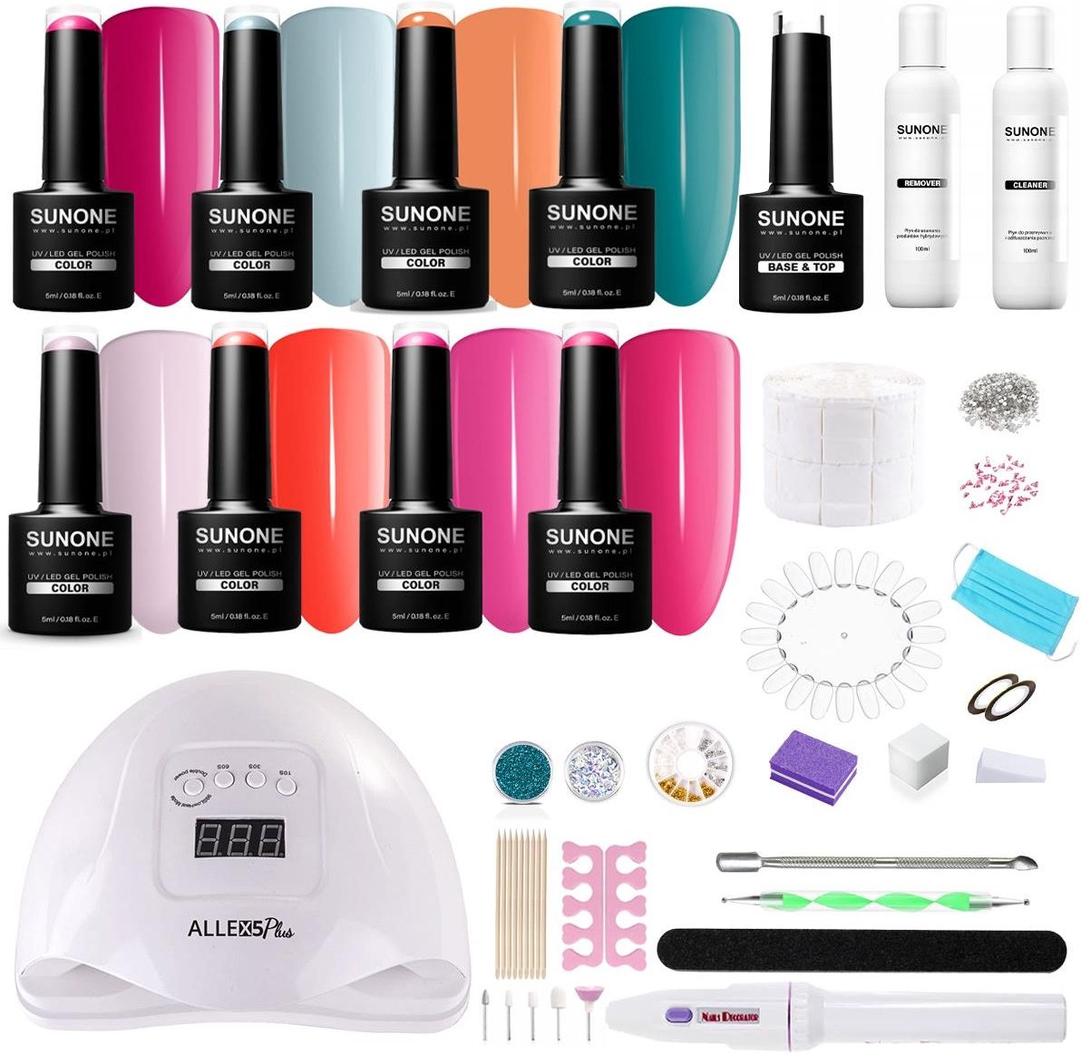 SUNONE 11X SUNONE ZESTAW DO HYBRYD LAMPA FREZARKA LAKIER 5904824208398 ...