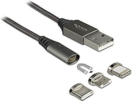 DELOCK DELOCK KABEL ŁADUJĄCY USB MAGNETIC 3 W 1 LIGHTNING/MICRO USB-B ...