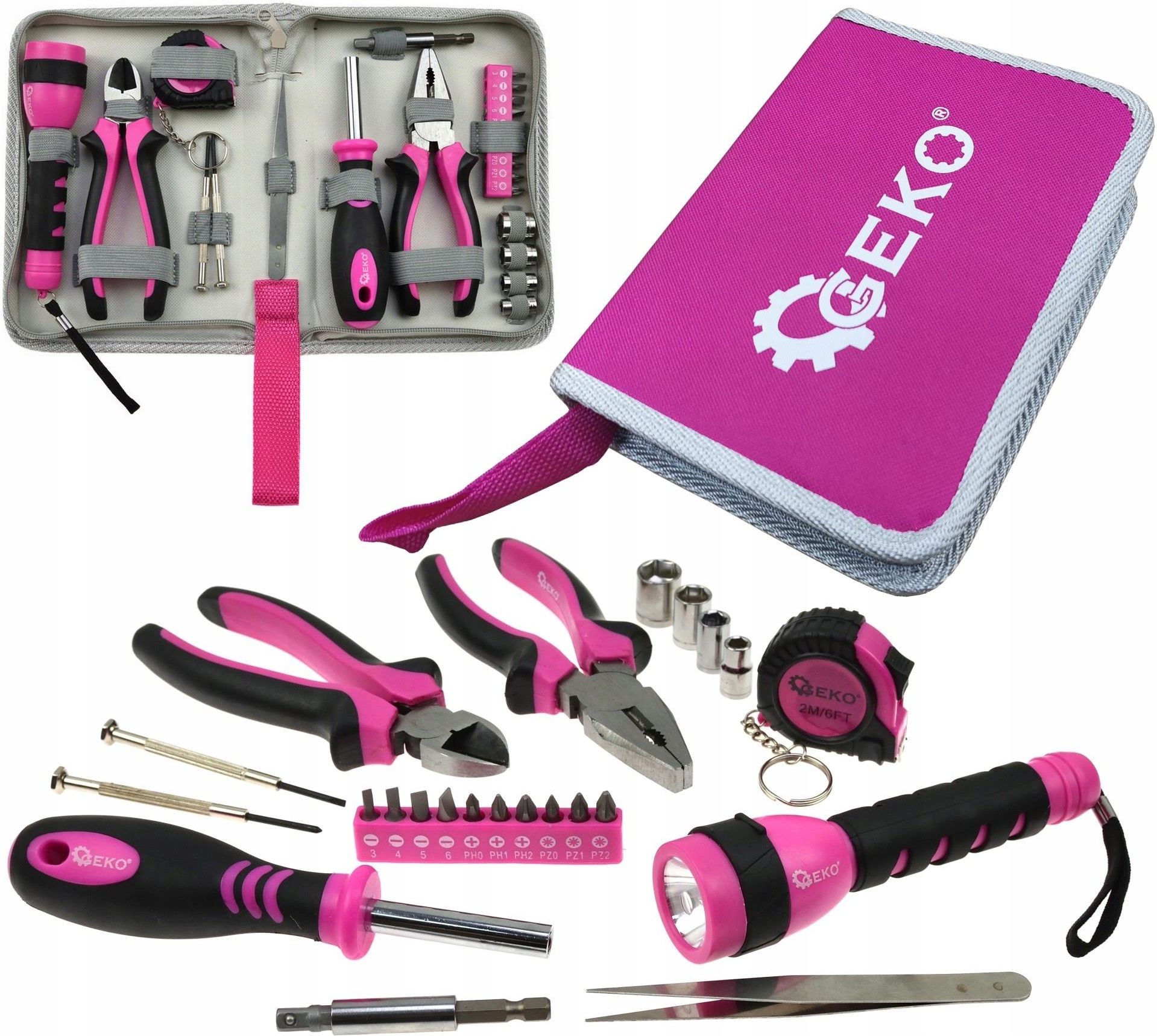 Zestaw narzędziowy Geko Zestaw Narzędzi Dla Kobiet Różowe Etui Damski ...