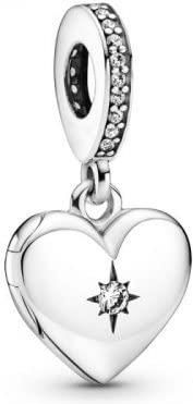 PANDORA ROZKŁADANY MEDALION W KSZTAŁCIE SERCA WISIOREK CHARM ZE SREBRA WYSOKIEJ PRÓBY Z ...