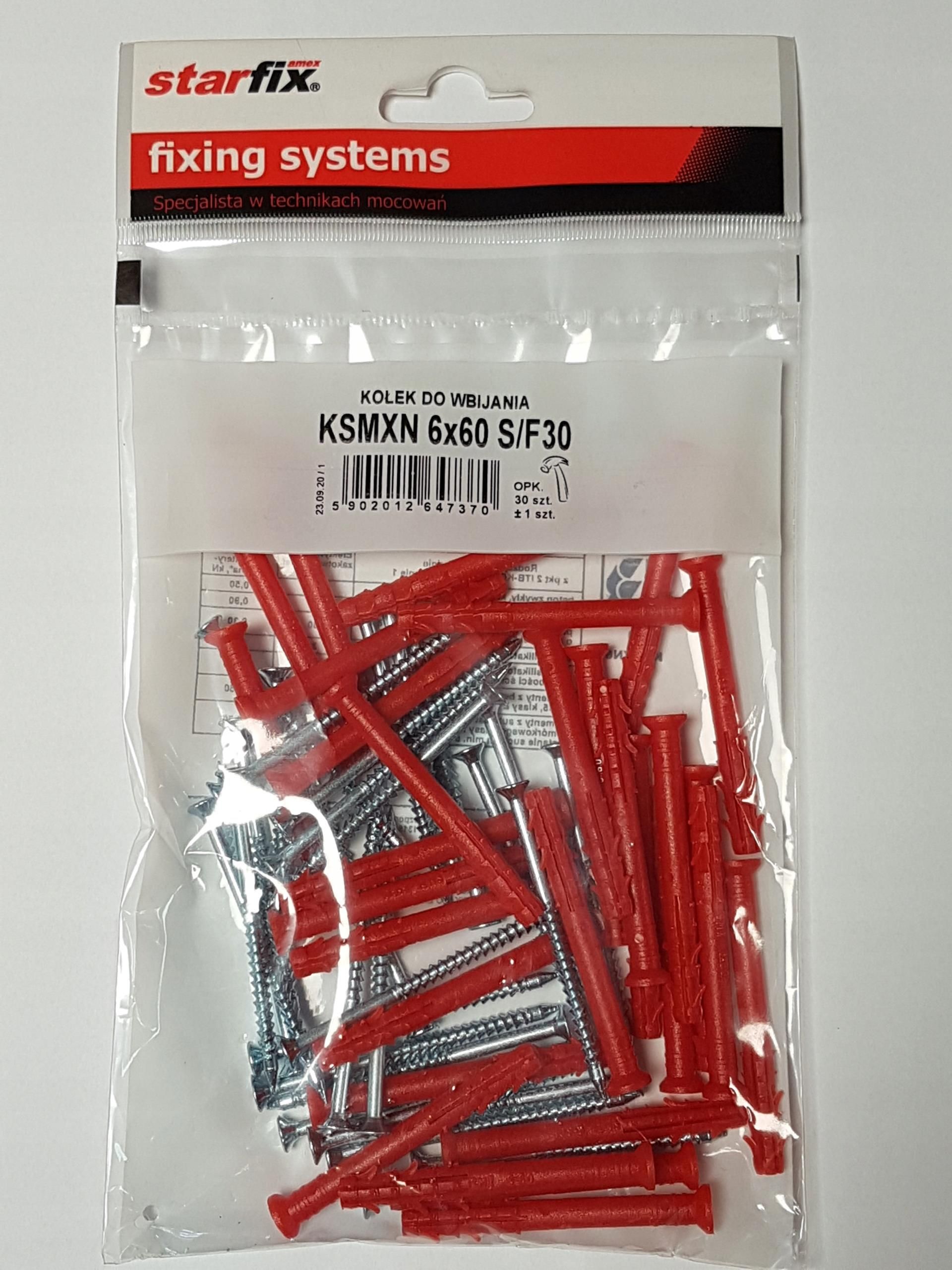 STARFIX KOŁKI SZYBKI MONTAŻ + KOŁNIERZ 6X60 30SZT. KSMXN660KF30 ...