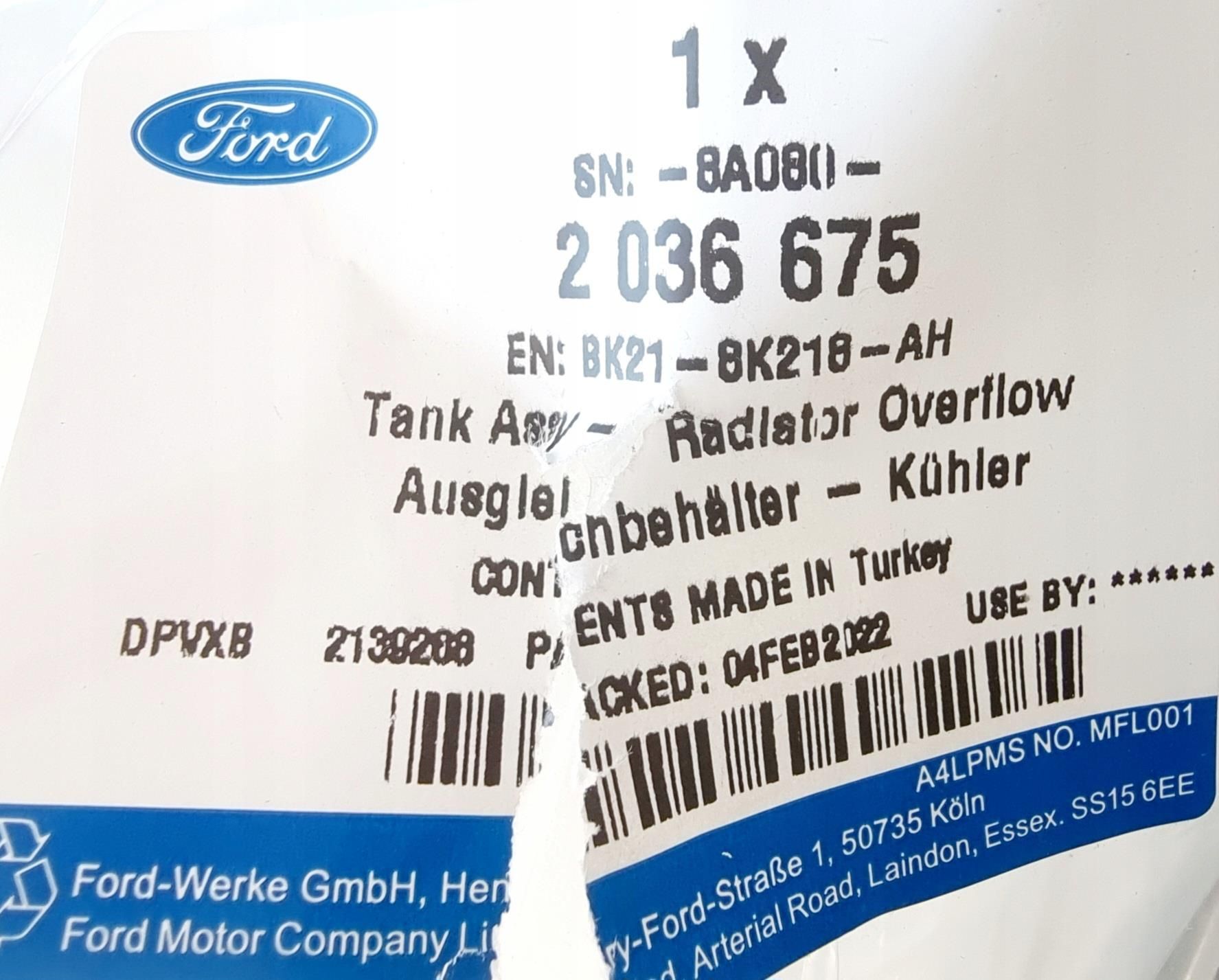 FORD OE ZBIORNICZEK DO PŁYNU CHŁODNICZEGO -2036675 BK218K218AH - Opinie ...