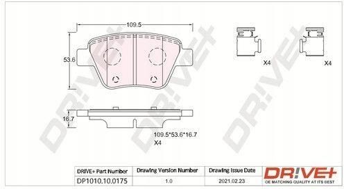 Klocki hamulcowe DR!VE+ (TOP) KLOCKI HAMULCOWE TYŁ DP1010.10.0175 AUDI ...