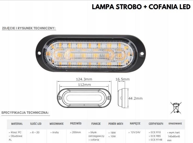 LAMPA 6+20 LED STROBOSKOPOWA COFANIA 12V 24V 50 LW0050 - Opinie i ceny na Ceneo.pl