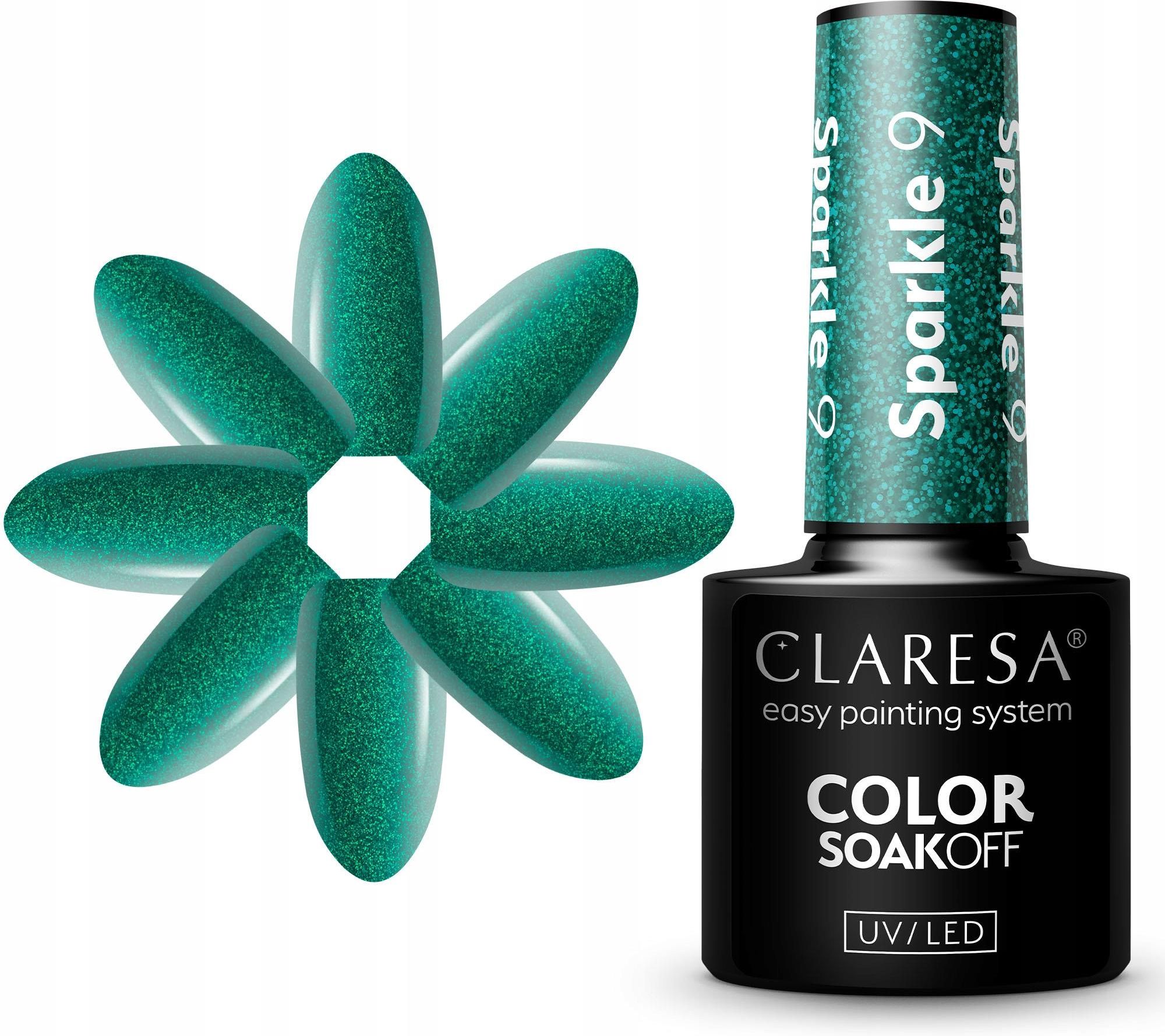 CLARESA lakier hybrydowy 5ml Sparkle 9 BROKATOWY BUTELKOWA ZIELEŃ ...