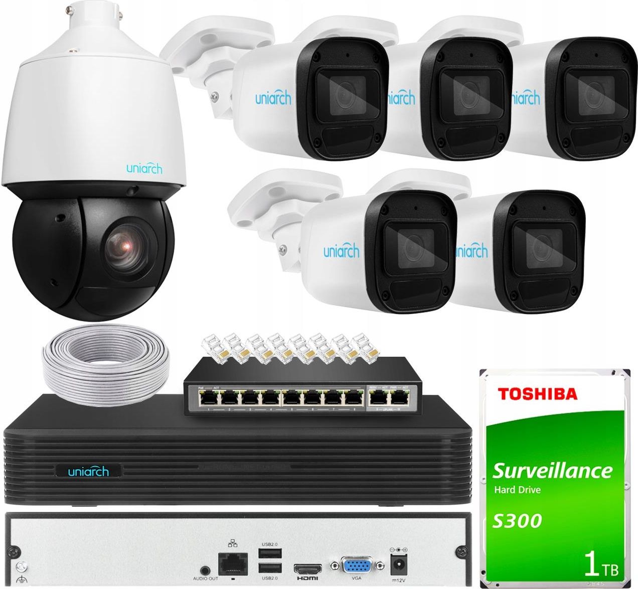 Zestaw do monitoringu ZESTAW KAMER IP 4MPX POE ZEWNĘTRZNY KAMERA PTZ ...