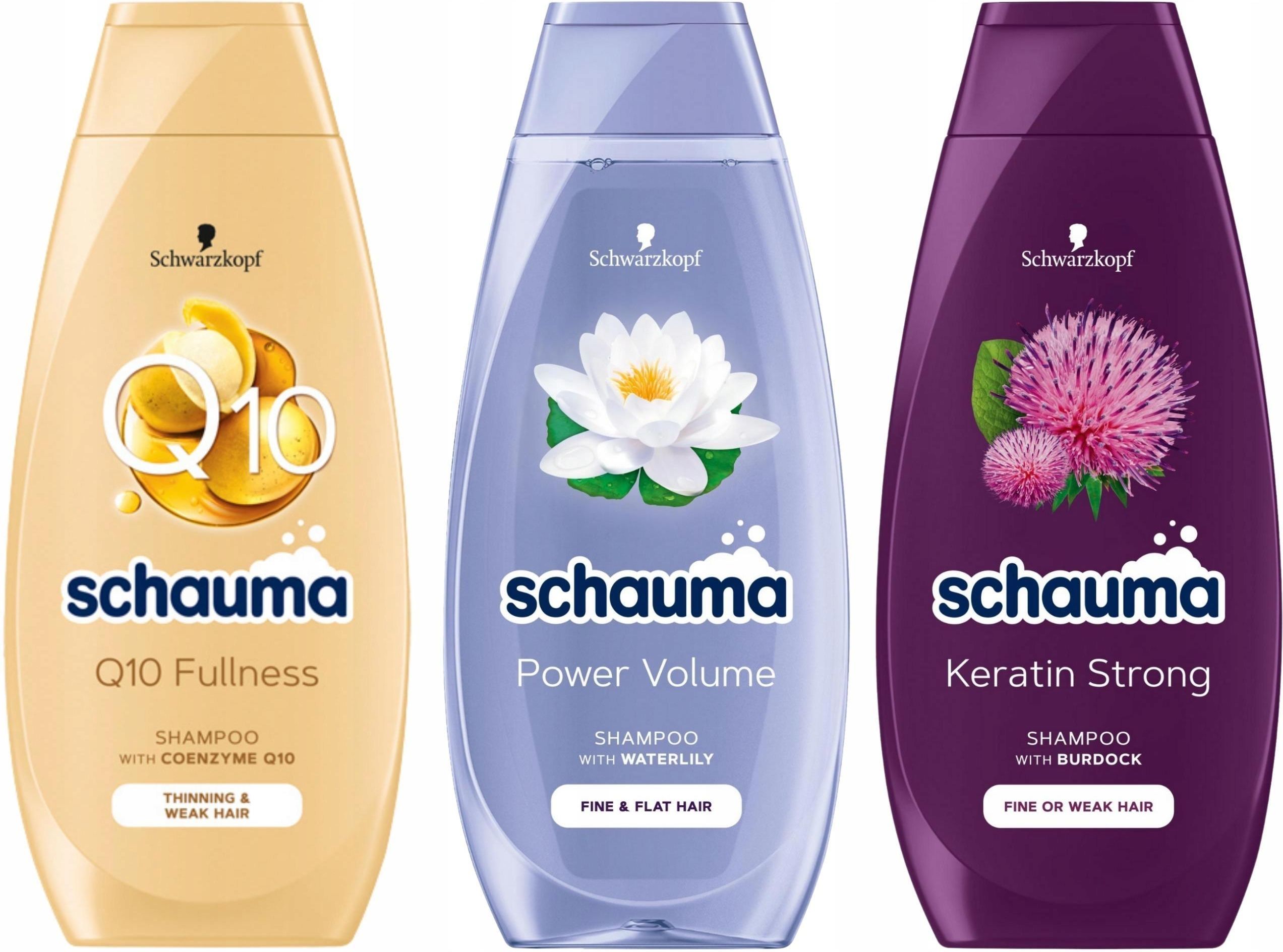 Szampon do włosów Schauma 3X 400Ml Szampon Q10 Keratyna Objętość ...