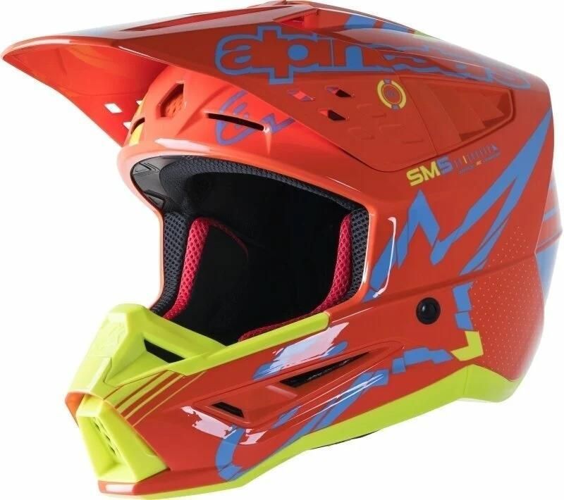 Kask motocyklowy Alpinestars S-M5 Action Helmet Orange Fluorescent/Cyan ...