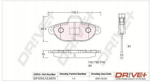 Klocki hamulcowe DR!VE+ (TOP) KLOCKI HAMULCOWE PRZÓD Z CZUJNIKIEM ...