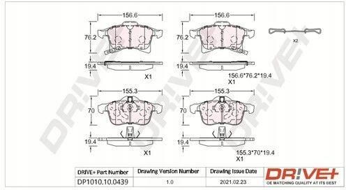 Klocki hamulcowe DR!VE+ KLOCKI HAMULCOWE PRZÓD Z CZUJNIKIEM DP1010.10. ...