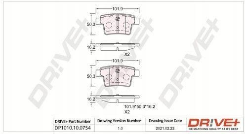 Klocki hamulcowe DR!VE+ (TOP) KLOCKI HAMULCOWE TYŁ DP1010.10.0754 FORD ...