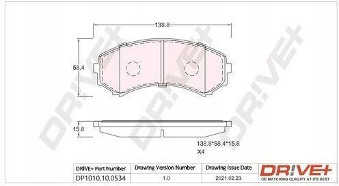 Klocki hamulcowe DR!VE+ KLOCKI HAMULCOWE PRZÓD TYŁ DP1010.10.0534 ...
