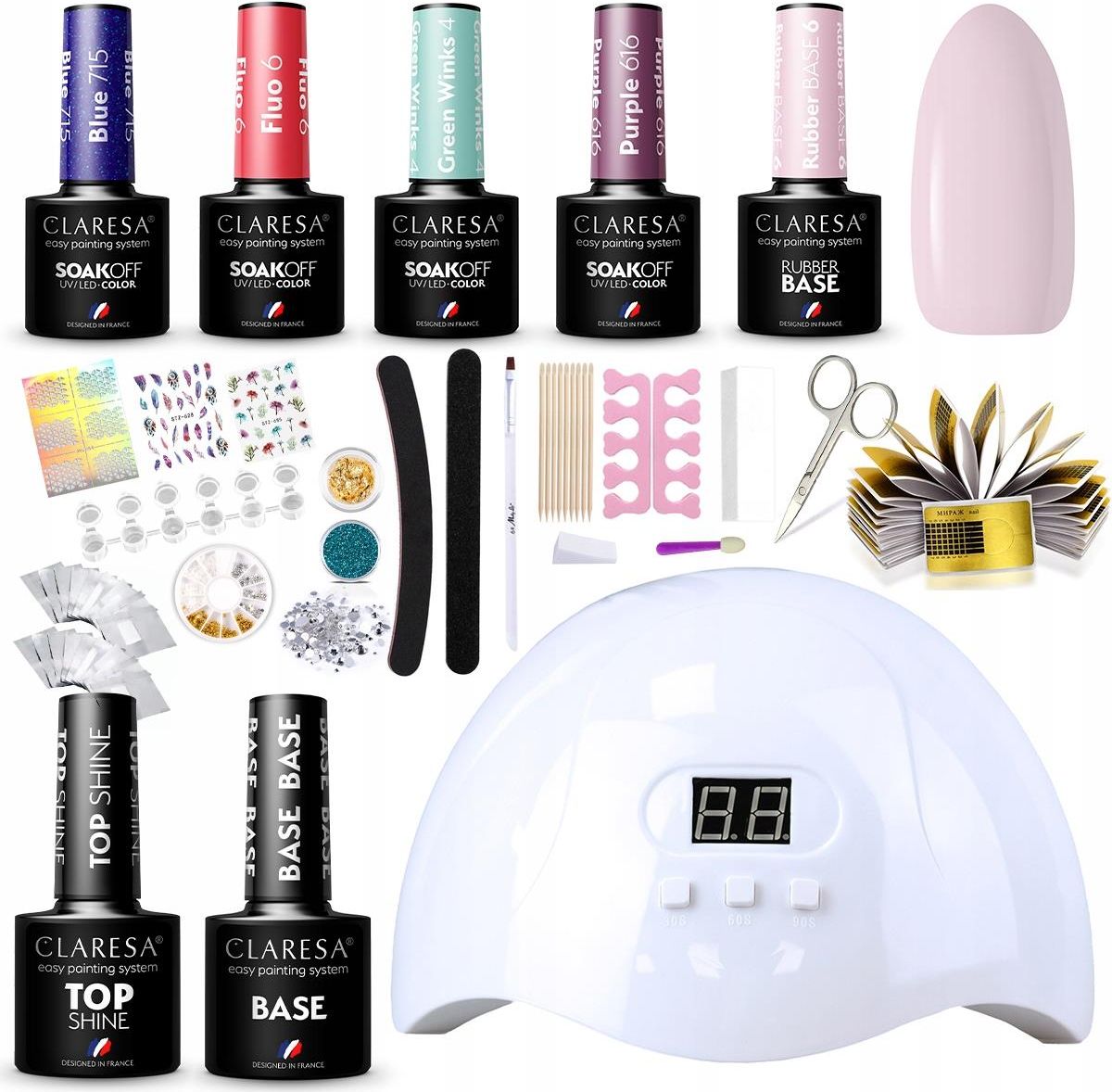 CLARESA ZESTAW 4X LAKIER HYBRYDOWY LAMPA RUBBER BA - Opinie i ceny na ...