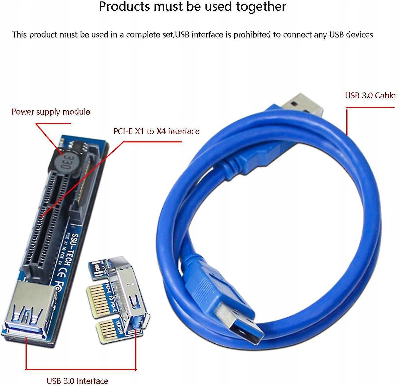 INNA PCIE X1 TO X4 RISER CARD USB3.0 ADAPTER CABLE (G06626686595515 ...