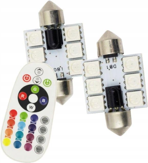2X Żarówka C5W Kolorowa Led Rgb Na Pilot 36Mm C5W 6 Smd Rgb36 - opinie ...