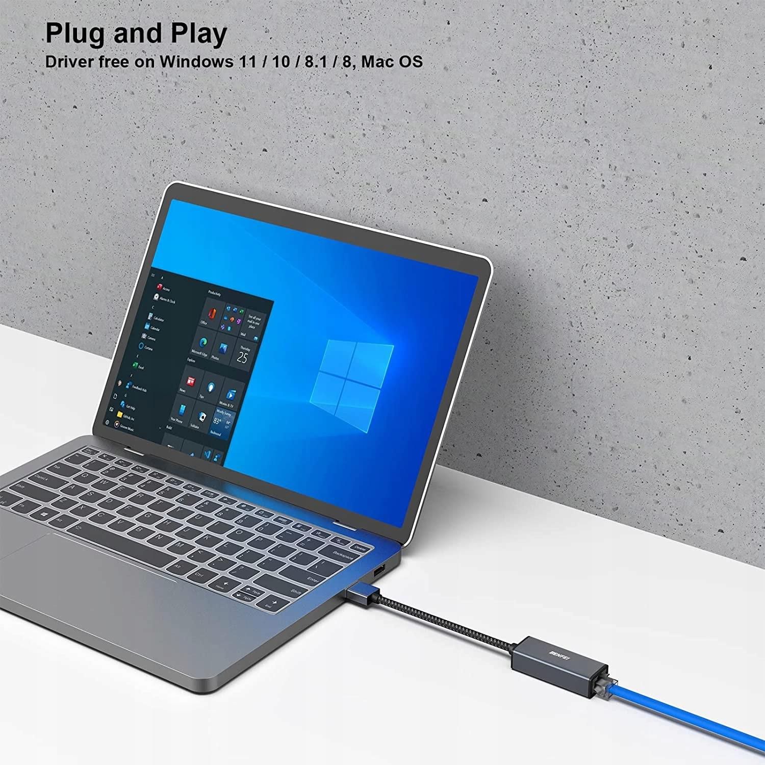 INNA USB 3.0 ETHERNET ADAPTER RJ45 USB C BENFEI (269GREY) - Opinie i ...