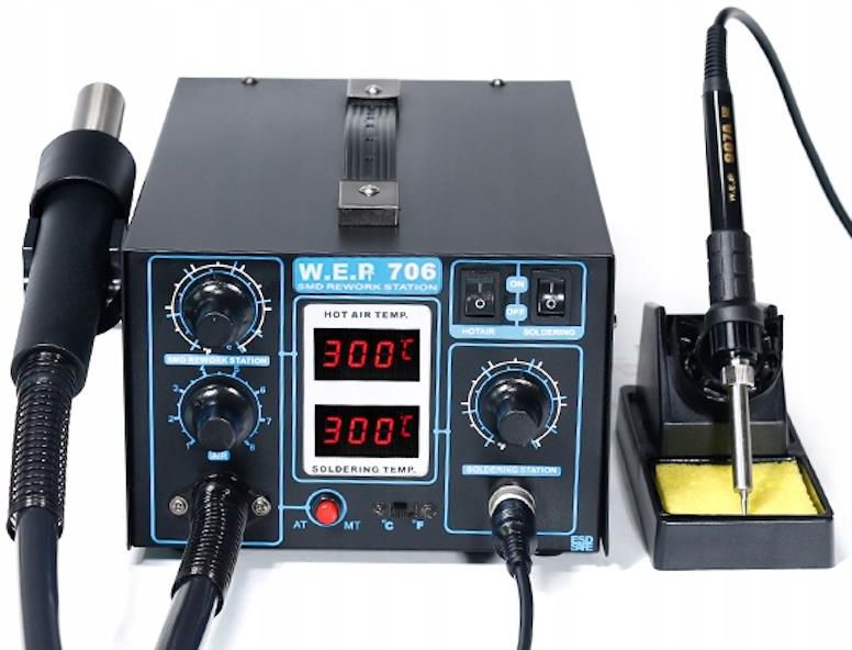 Lutownica Hotair Stacja Lutownicza Wep 706 2W1 +Trzecia Ręka SET1089 ...