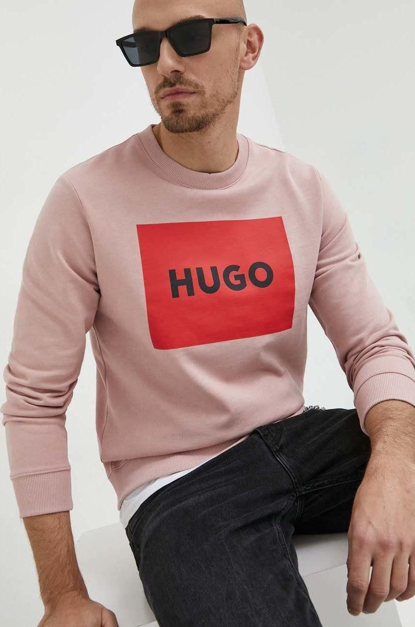 HUGO bluza bawełniana męska kolor różowy z nadrukiem - Ceny i opinie ...