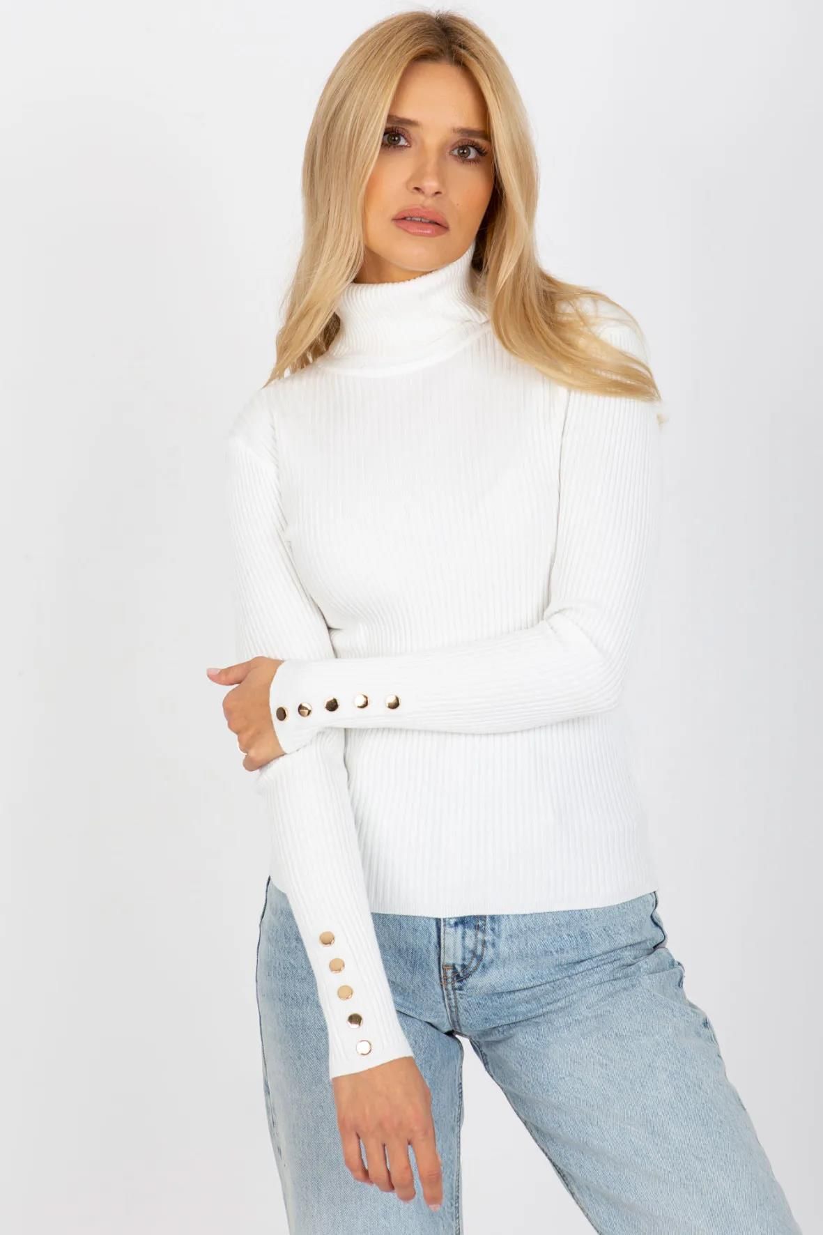 Prążkowany golf damski - biały - Ceny i opinie - Ceneo.pl