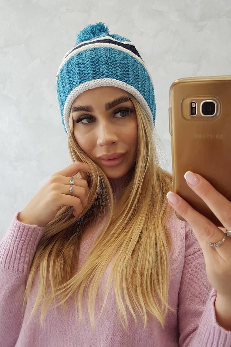 Czapka damska Kinga K297 turkusowy+granatowy - Ceny i opinie - Ceneo.pl