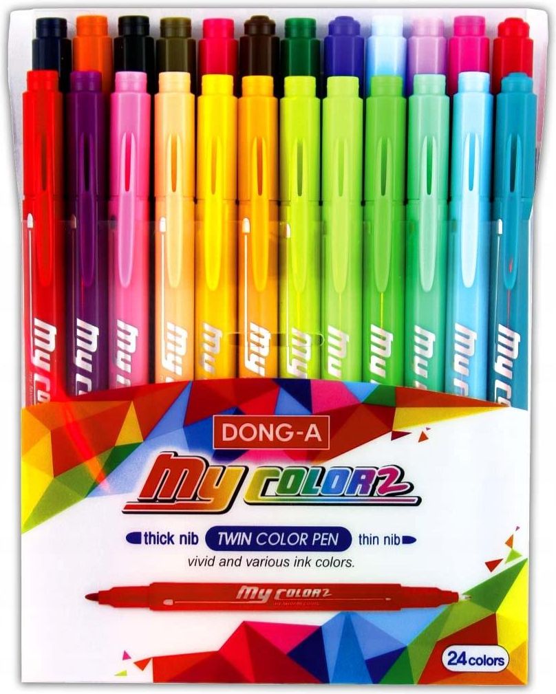 Pisaki Dwustronne 24kol. My Color Dong-A - Ceny i opinie - Ceneo.pl