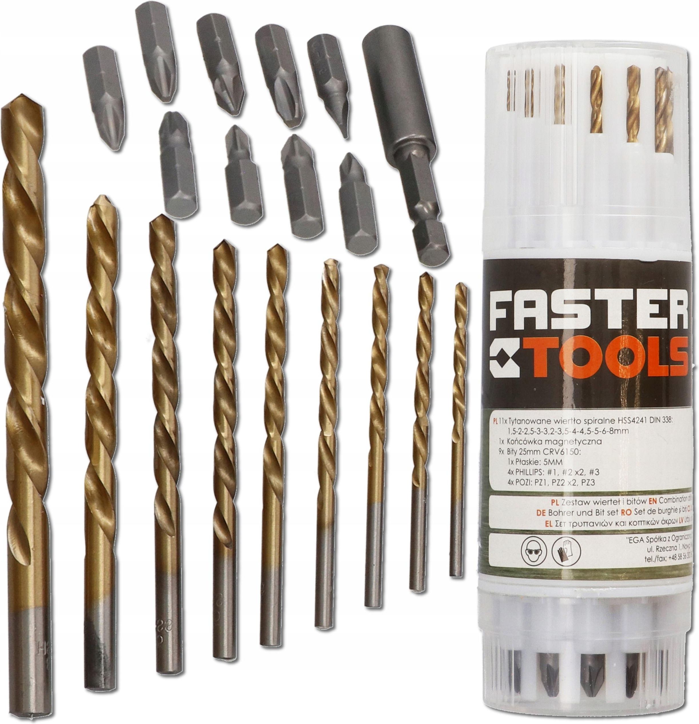 Wiertło Faster Tools Wiertła Do Metalu Z Bitami W Tubie Xl 6214 - Opinie i ceny na Ceneo.pl