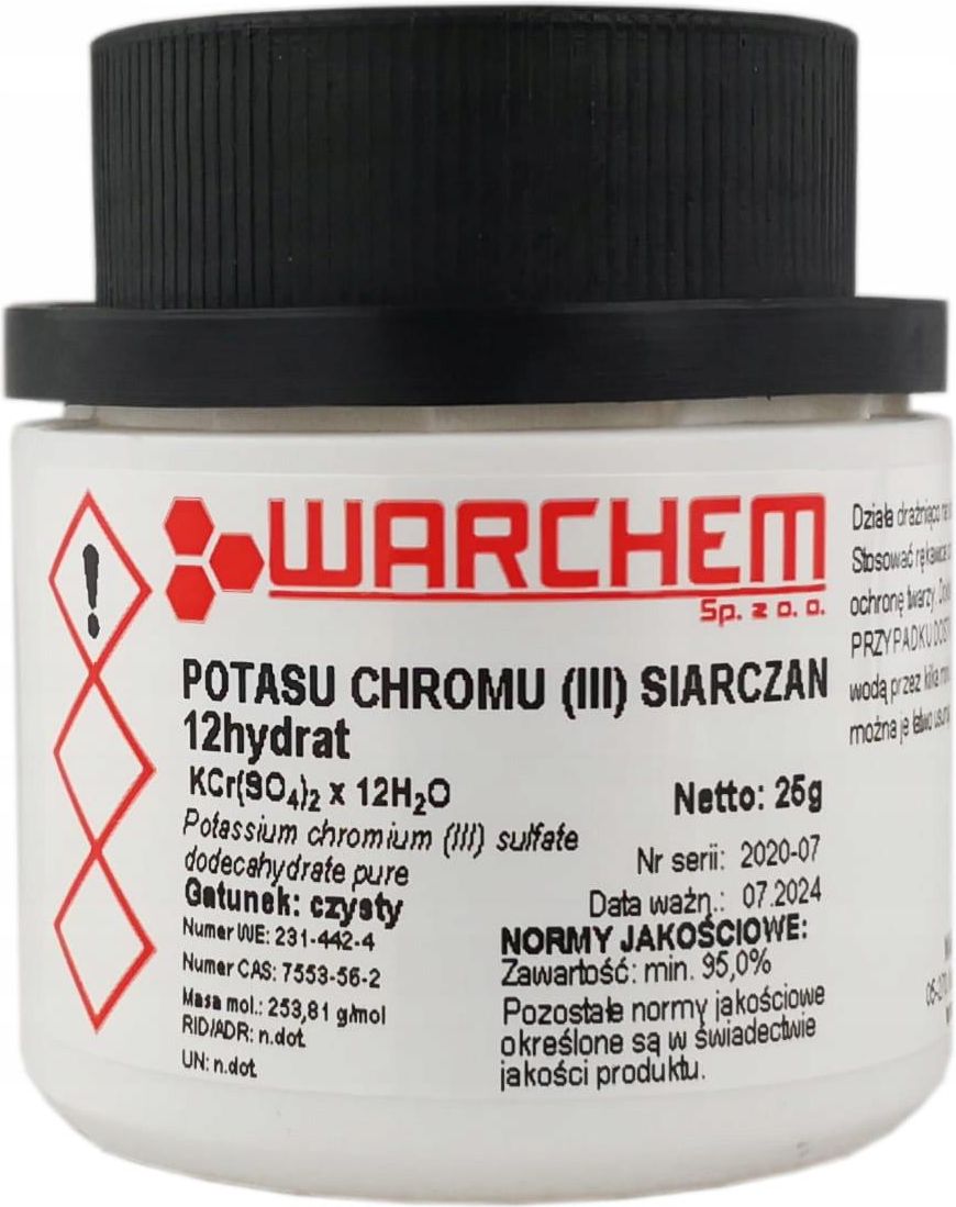 Warchem Siarczan Potasu Chromu (Iii) 12Hydrat Czysty 25G - ceny i ...