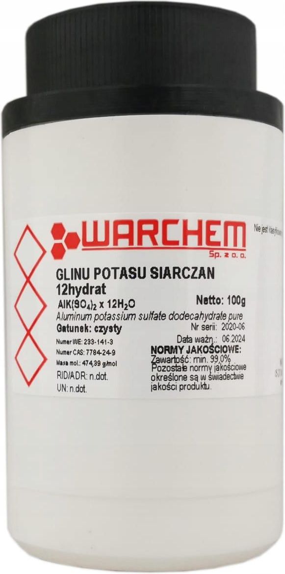 Warchem Siarczan Glinu Potasu 12Hydrat Czysty 100G - ceny i opinie ...