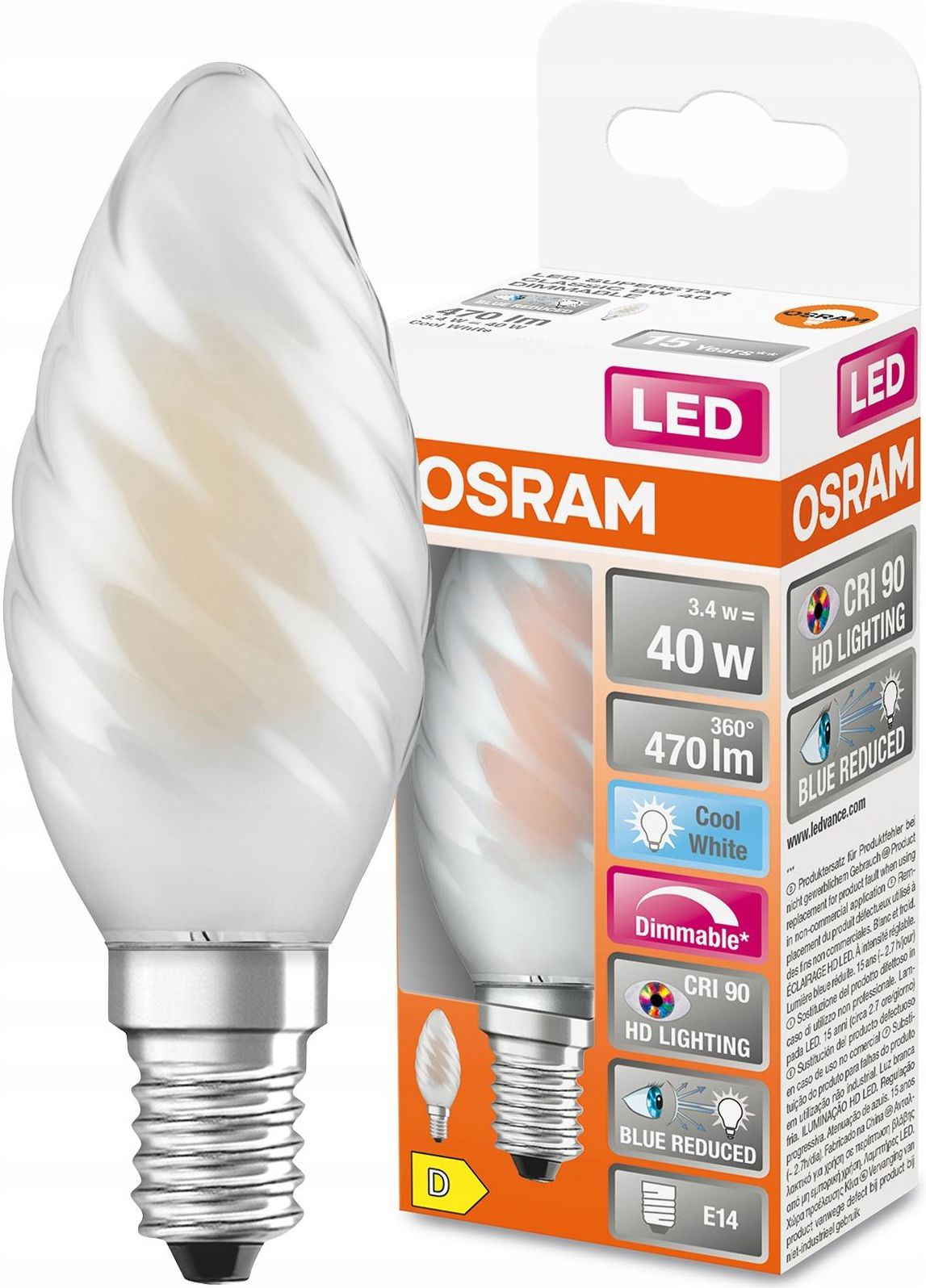 Osram Żarówka Led E14 3 4w 4000k Cri90 Ściemnialna 4058075602892