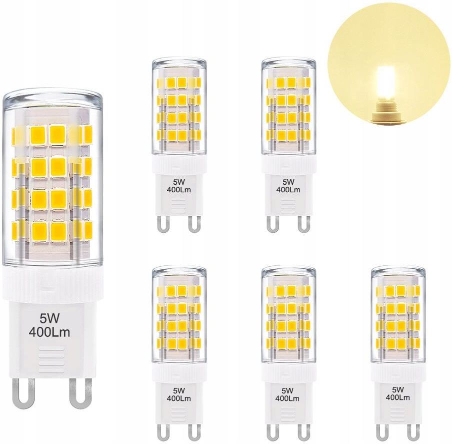 Enuotek 6X Żarówka Led Halogenowa 5W G9 Gu9 Biały Ciepły (ENA00901 ...