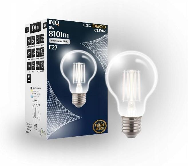 Inq Żarówka Led Retro Edison A60 E27 230V 8W Neutralna (INQDA030NW ...