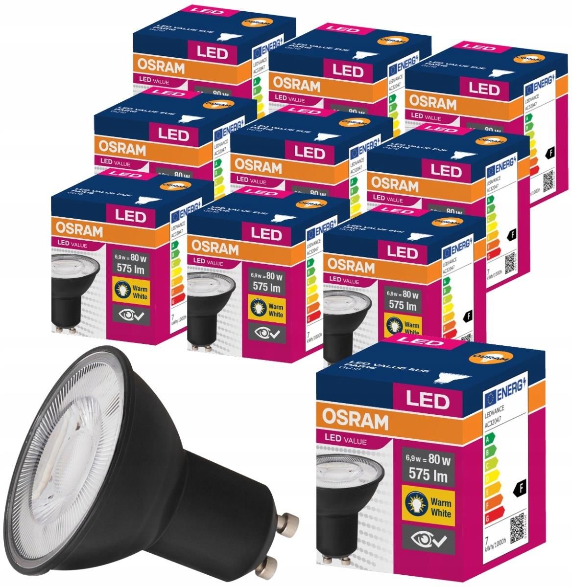 Osram 10X Żarówka Led Gu10 6,9W = 80W 2700K Czarna ...