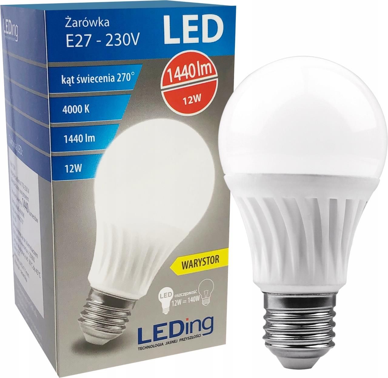Leding Żarówka Led 12W 1440Lm E27 4000K Antyprzepięciowa ...