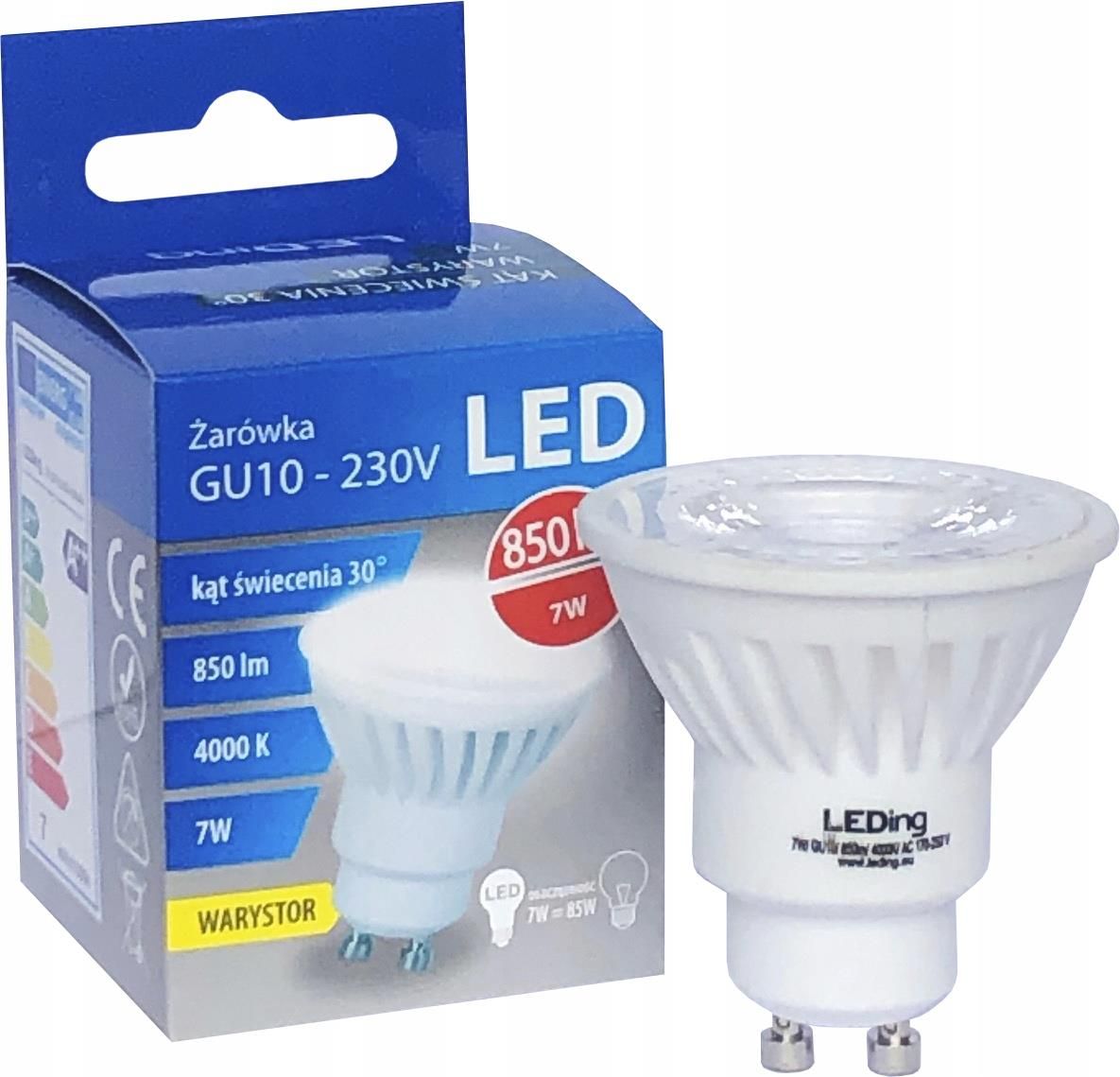 Leding Żarówka Led 7W 850Lm Gu10 Punktowa 4000K Warystor ...