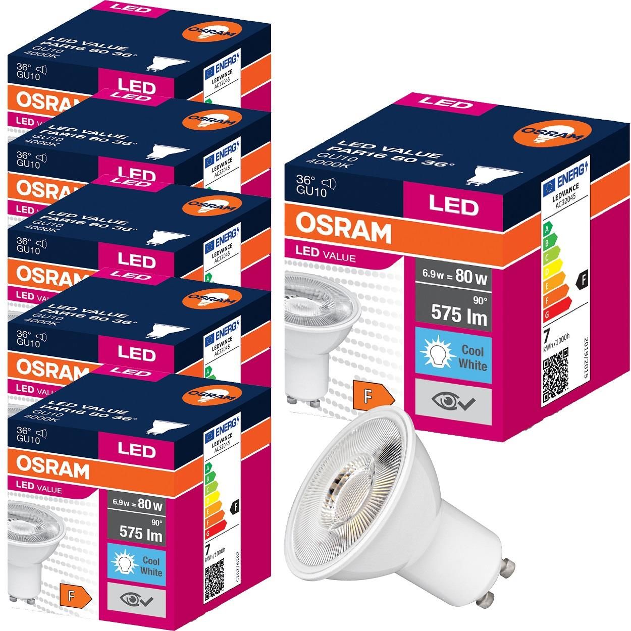 Osram Żarówka Led Halogen Gu10 6,9W=80W 4000K X 6 (4058075198791 ...