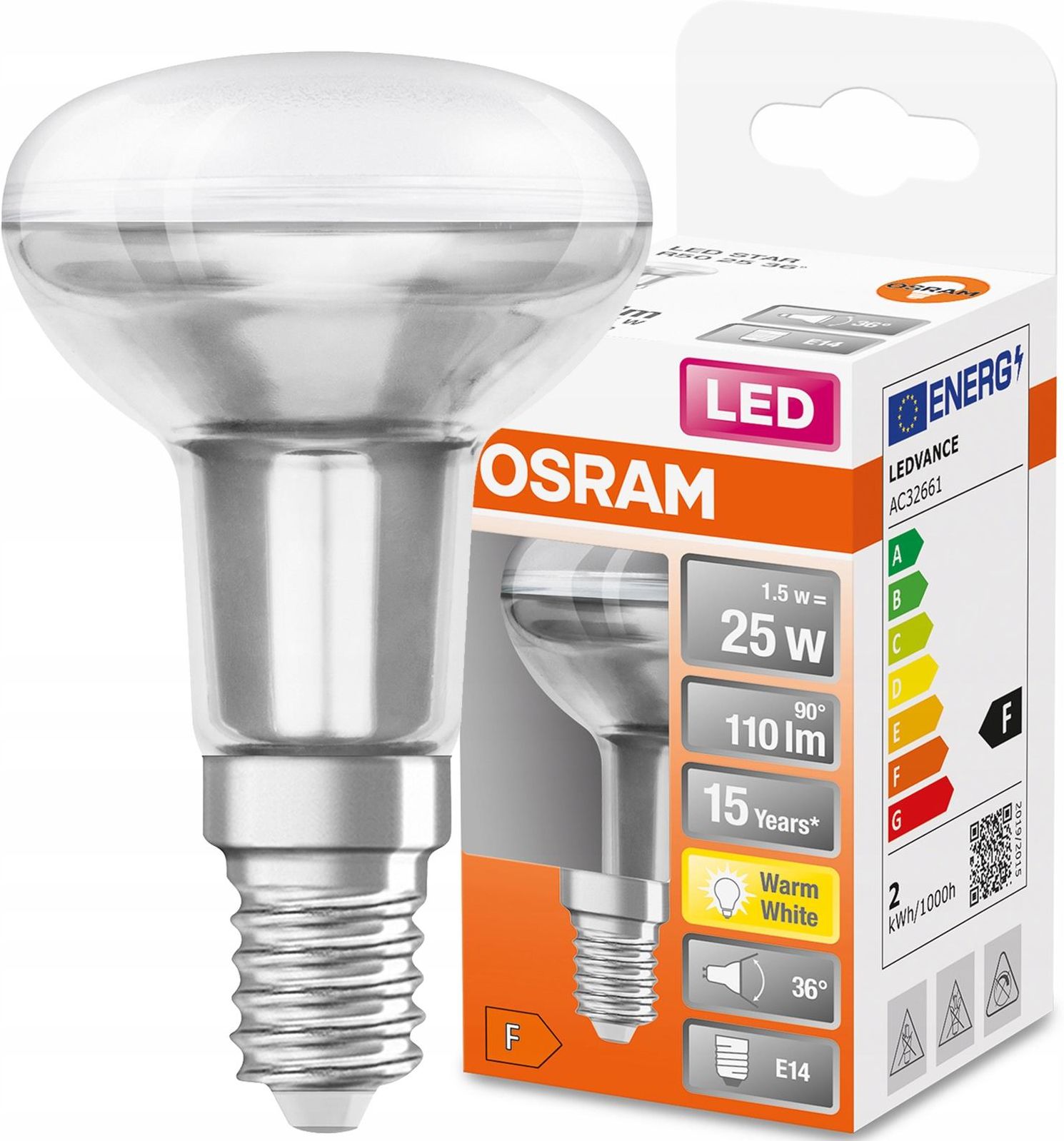 Osram Żarówka Led E14 R50 1,5W 25W 110Lm 2700K 36° (5902) - Opinie i ...