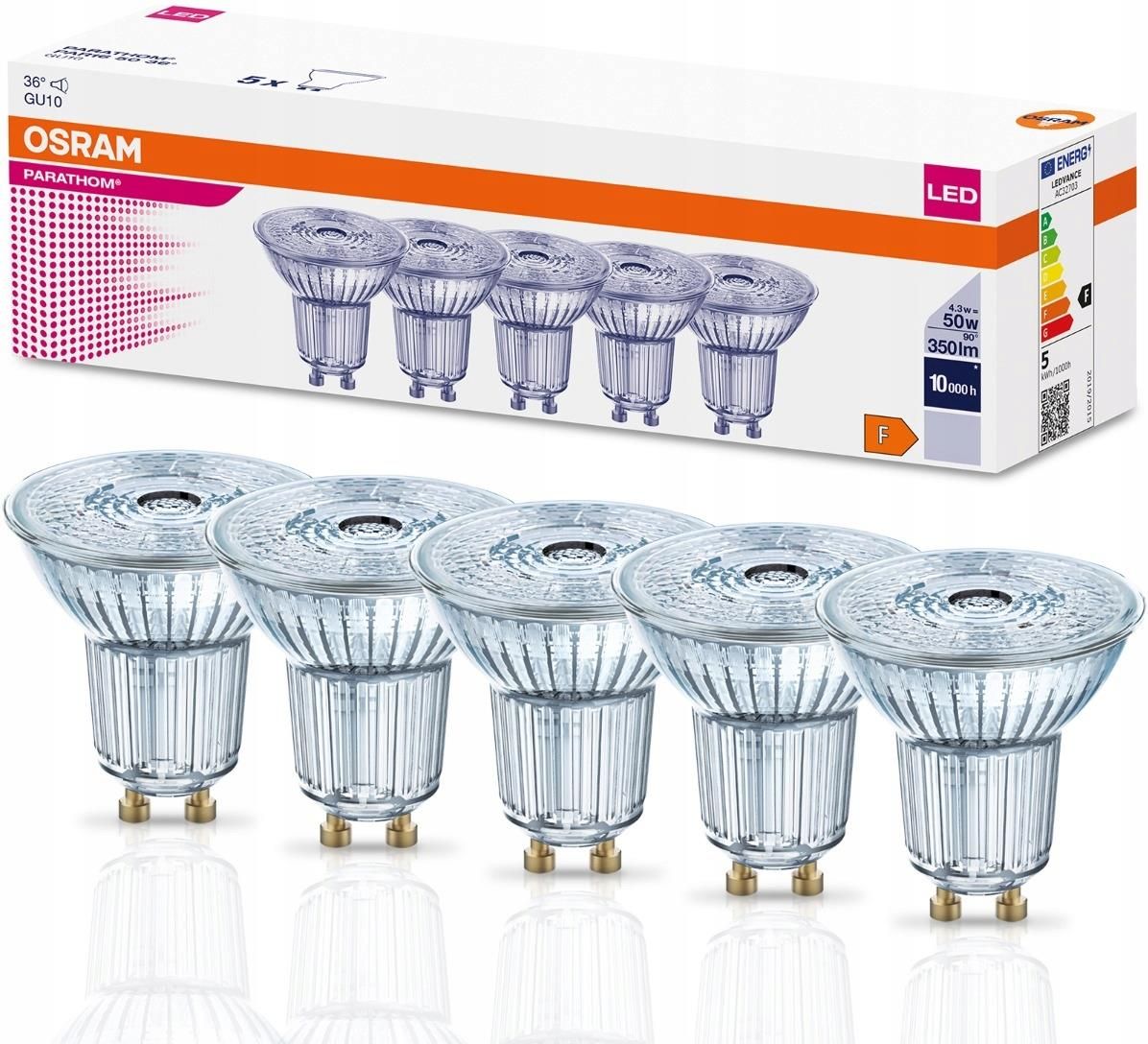 Osram 5x Żarówka Led Gu10 4 3w 50w 350lm 3000k 36