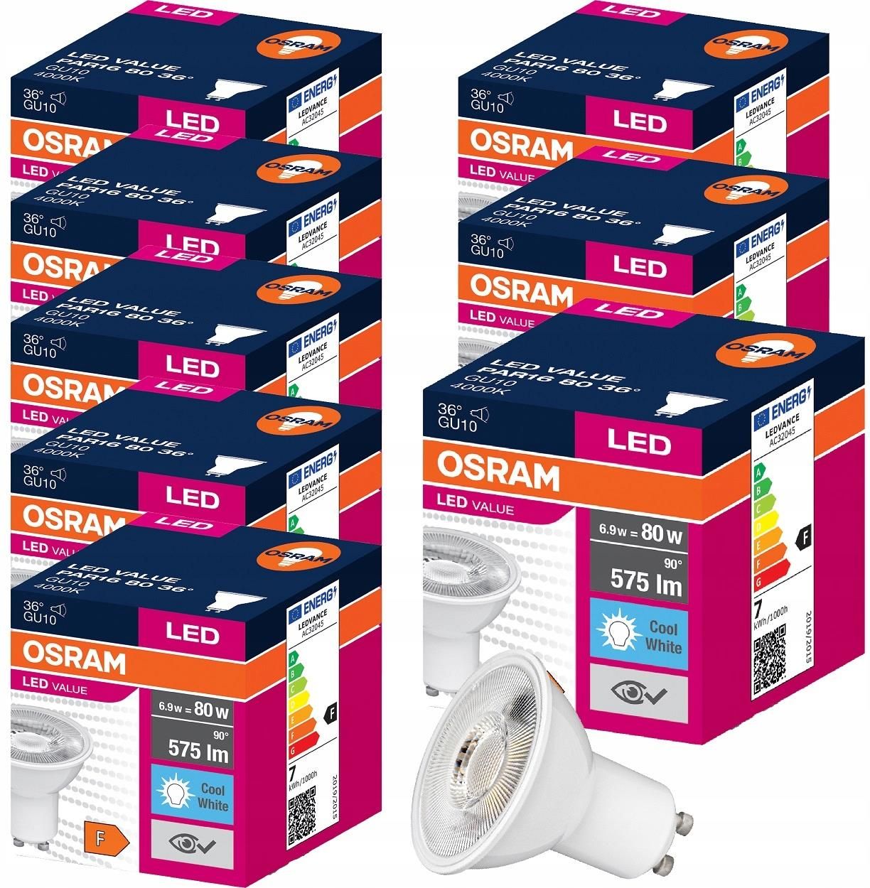 Osram Żarówka Led Halogen Gu10 6,9W=80W 4000K X 8 (4058075198791 ...