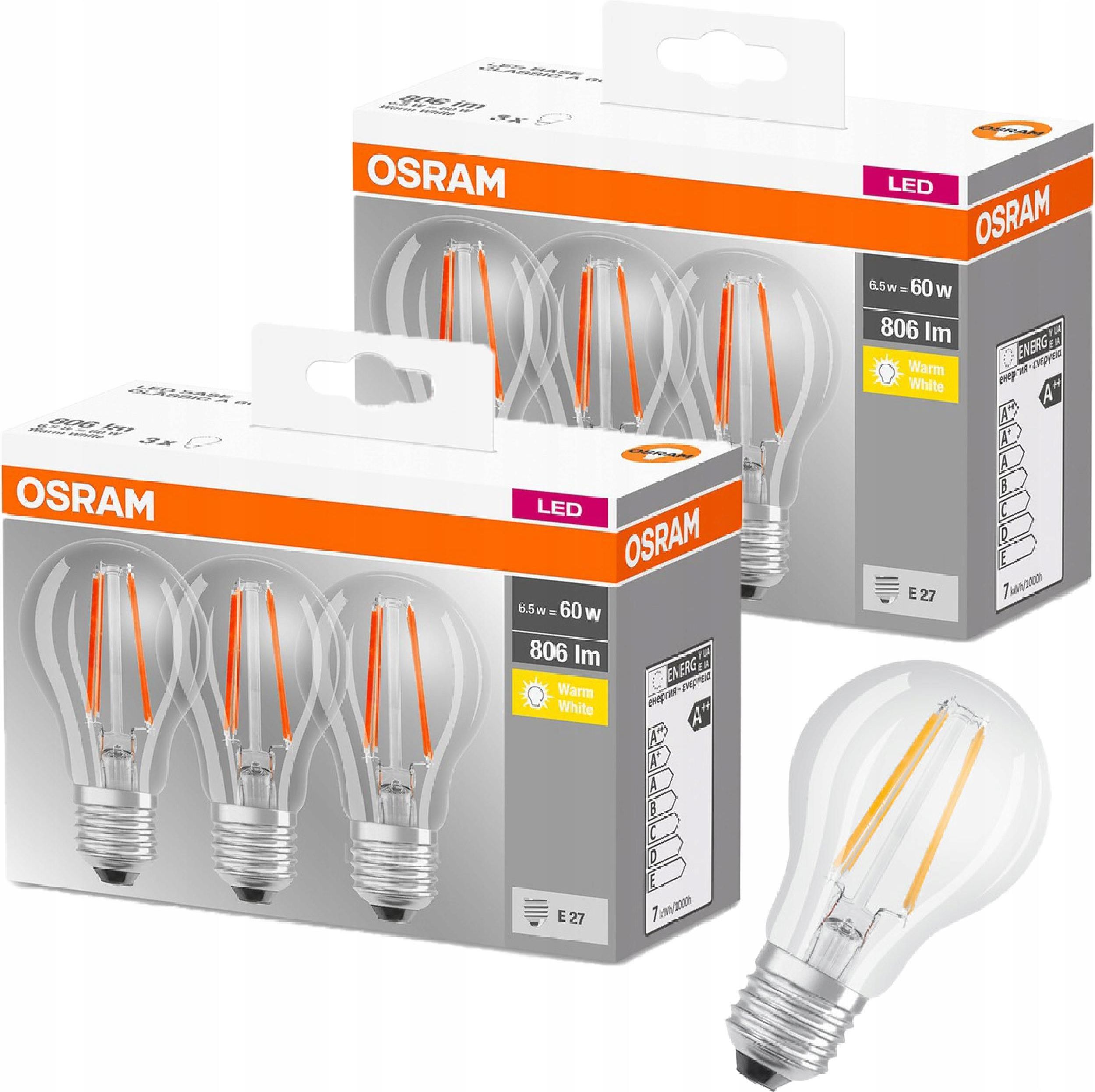 Ledvance Osram Żarówka Led E27 6,5W(60W) Ciepła 2700K 6 Szt (4058075819290) - Opinie i ...