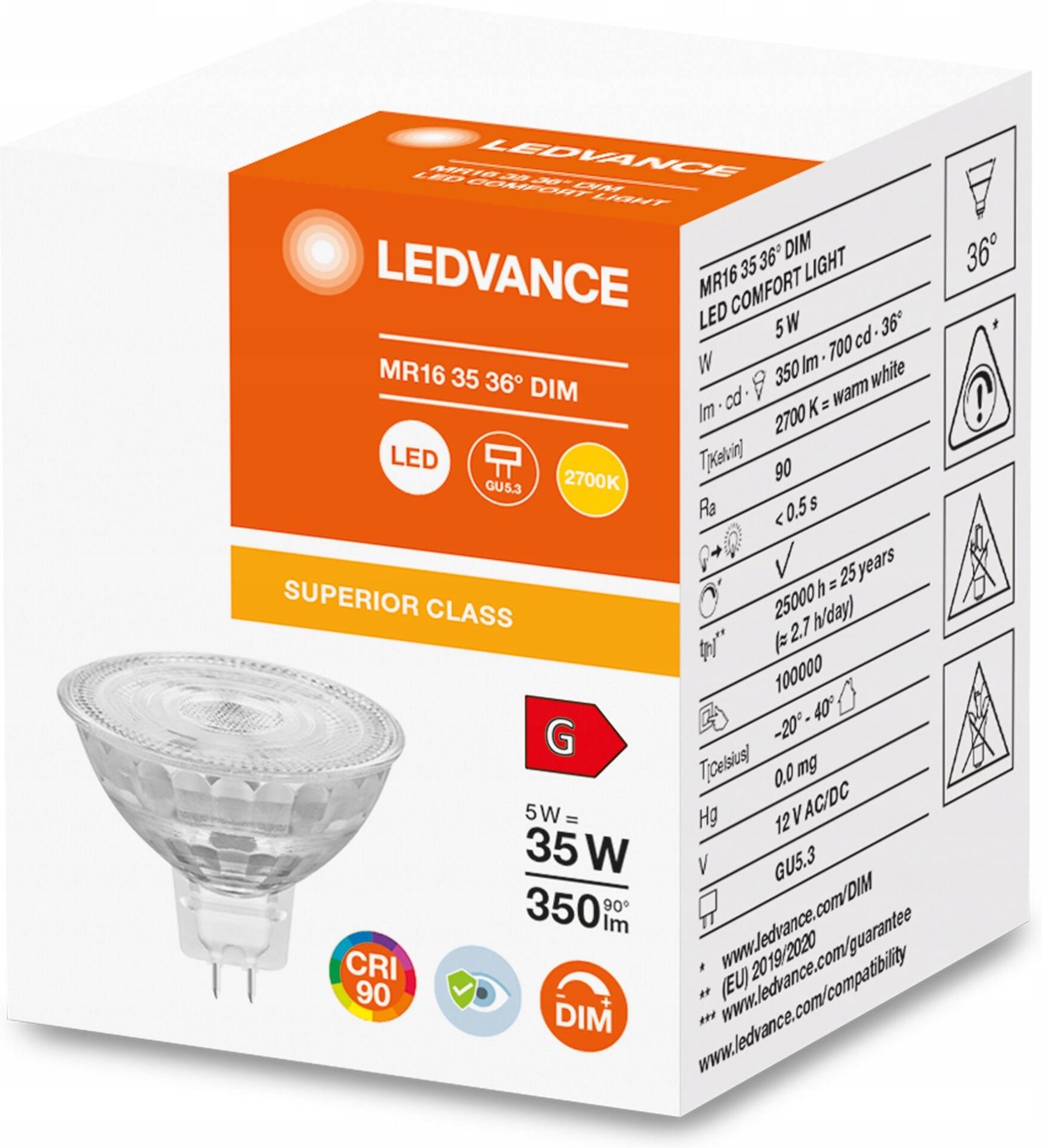 Ledvance Led Mr16 Reflektor 12V 5W 2700K Gu5.3 350Lm (7684) - Opinie i ...