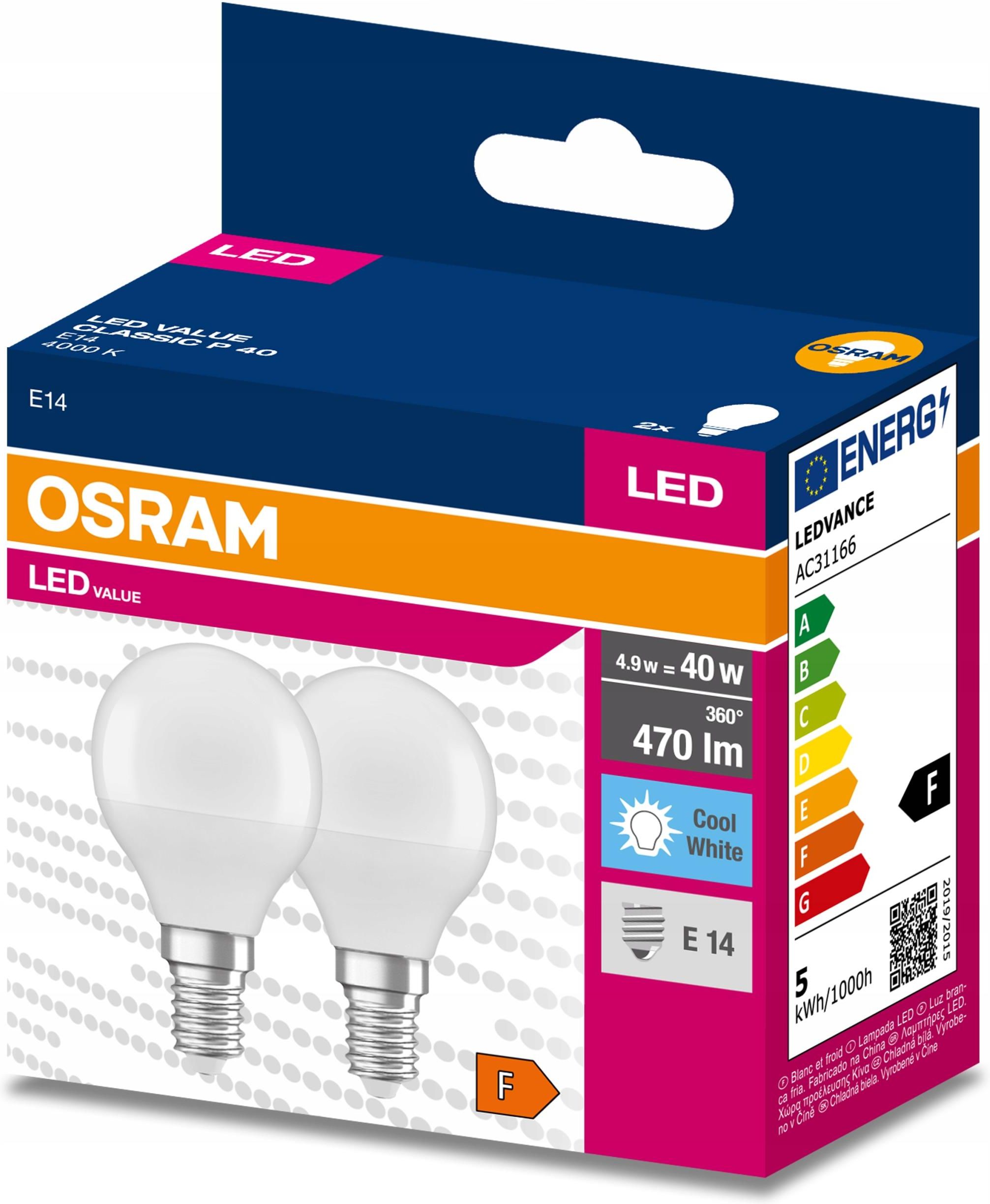 Osram 2X Żarówka Led E14 Kulka 4,9W 40W 4000K (OSRVALU7311MAŁAKULKANEUTRALNABARWA) - Opinie i ...